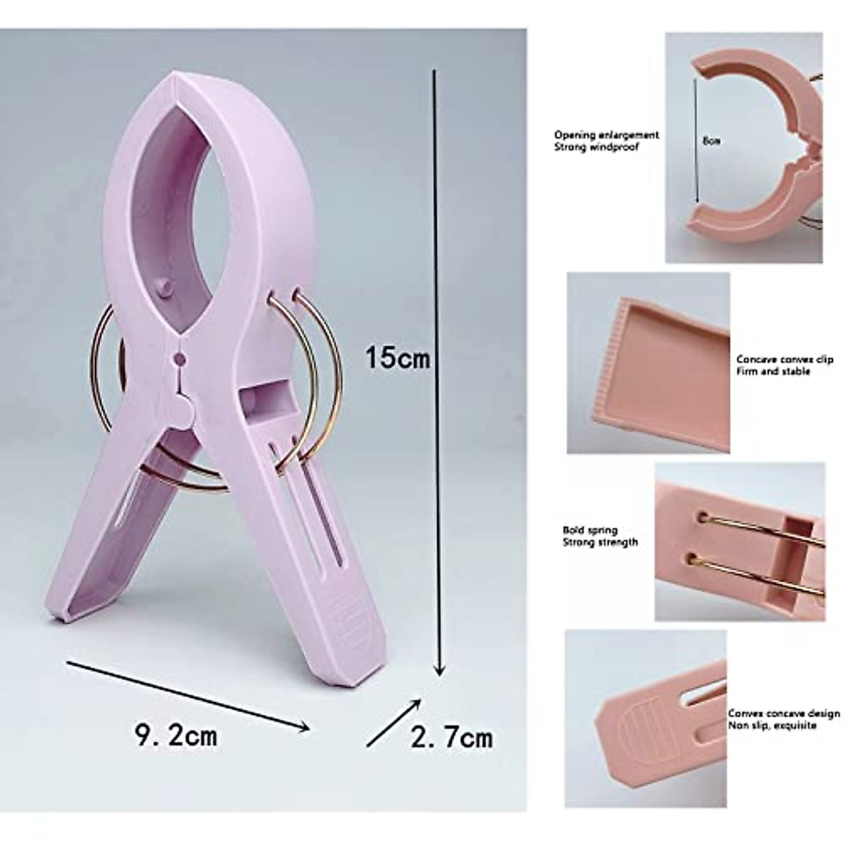 JUNDE 12 Pcs Beach Towel Clips Chair Clips Towel Holder for Pool Chairs on Cruise-Jumbo Size,Plastic Clothes Hanging Clips Clamps to Keep Your Towel from Blowing Away