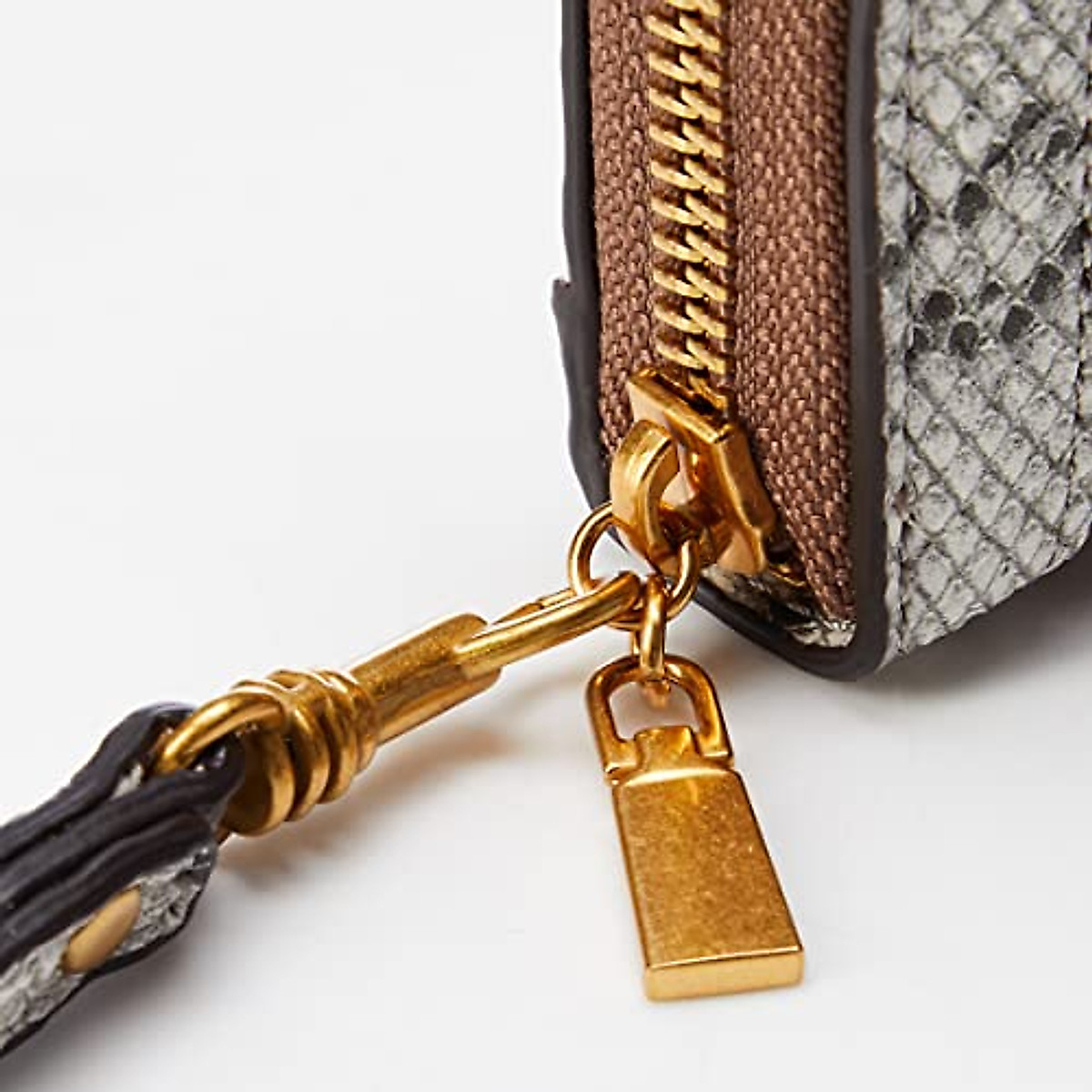 GUESS womens Zadie Logo Large Zip Around Wallet, Latte Logo Python, one size US