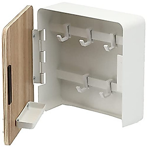 Yamazaki Home Square Magnetic Cabinet Accented Keychain Organizer | Steel + Wood | Key Storage, One Size, Ash