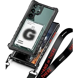 GOOSPERY Z Bumper Designed for Galaxy S22 Ultra Case, Shock Absorbing Dual Layer Structure TPU Edge Clear Back Cover with Detachable Clear Card Holder Stick On Phone Wallet