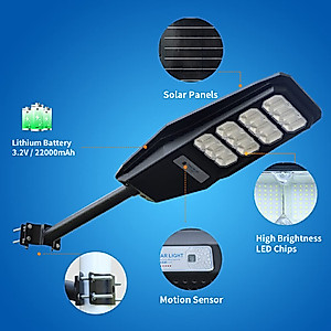 HangGe SUN 300W Solar Street Light Outdoor Lamp Dusk to Dawn LED Solar Lights with Remote Control 24000LM Flood Light Solar Powered,IP66 Waterproof Security Lighting,for, Yard Garden Street