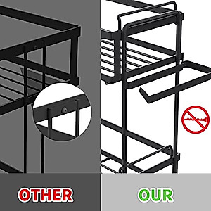 NUTSAAKK Bathroom Over The Toilet Storage Shelf, 2-Tier Bathroom Organizer Over Toilet, Above Toilet Storage with Non-Trace Adhesive, No Drilling Toilet Organizer, Toilet Paper Holder (Upgrade Black)