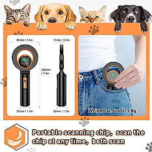 Symcode Pet Microchip Scanner RFID EMID Micro Chip Reader Scanner with 1.44IN TFT Display 134.2kHz 125kHz 15 Digits Pet Chip ID Scanner with Delete History Data Function