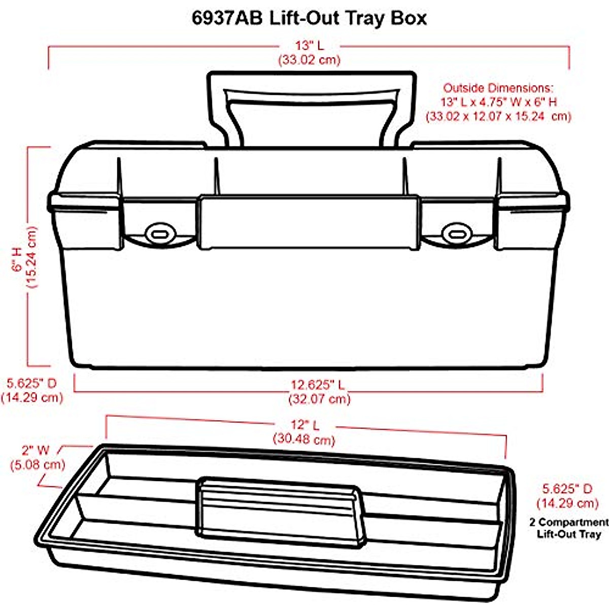 ArtBin Essentials Lift Out Tray with Teal Latches and Handle, Translucent