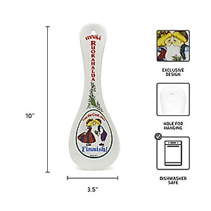 Decorative Ceramic Kitchen Spoon Rest by E.H.G | Finnish "Hyvaa Roukahalua"