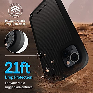 Pelican Shield Kevlar Series - iPhone 14 Plus Case 6.7" [Compatible with MagSafe] Magnetic Charging Phone Case With Belt Clip Holster Kickstand [2ftT MIL-Grade Drop Protection] Cover - Black