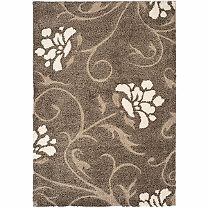 SAFAVIEH Florida Shag Collection Accent Rug - 3'3" x 5'3", Smoke & Beige, Non-Shedding & Easy Care, 1.2-inch Thick Ideal for High Traffic Areas in Foyer, Living Room, Bedroom (SG464-7913)