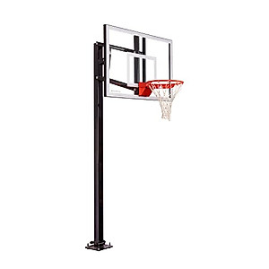 Goalsetter Elite Plus 54” Tempered Glass Backboard In-Ground Basketball Hoop - HD Breakaway Rim, Black (TS44154G3)