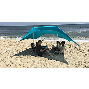 eZthings® UV Light Sun shade Protection Beach Shelters - Lightweight Tent Canopy with Sandbag Anchors (Light Blue, 7.5 x 7.5 ft - 6 ft Tall)