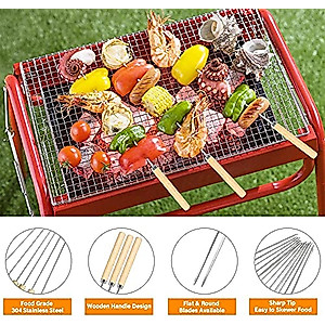 10 Pieces Stainless Steel skewers, BBQ skewers, Meat skewers, Stainless Steel skewers, Reusable BBQ skewers, Kebabs - 35cm