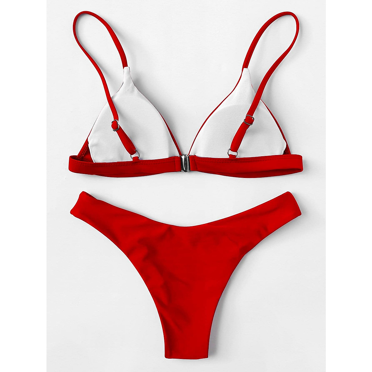 SOLY HUX Bikini Sets for Women Sexy Triangle High Cut Bikini Bathing Suits 2 Piece Swimsuit Solid Red S