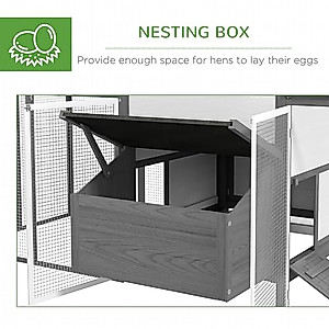 PawHut 100" Chicken Coop Wooden Chicken House Large Rabbit Hutch Poultry Cage Hen Pen Backyard with Double Run, Nesting Box