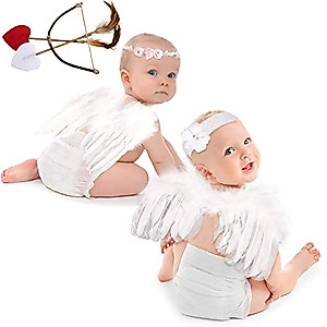 AMOR PRESENT 2PCS Newborn Angel Wing Outfit and 5PCS Newborn Photoshoot Clothes