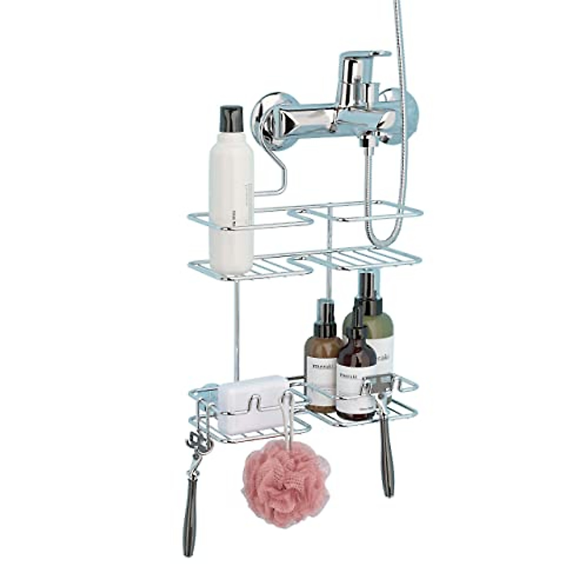 TEKNOTEL Shower Caddy Hanging Bathroom Organizer - Rust Proof Wire Durable Hanging Shower Head Caddies Storage Rack With Suction Cups Large Space for Bath Accessories 15.5 x 11.02 x 4.8