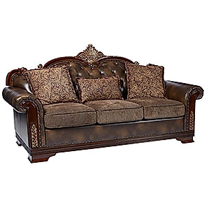Homelegance 9815-3 Croydon Traditional Two-Tone Sofa, 86"W, Brown PU Leather