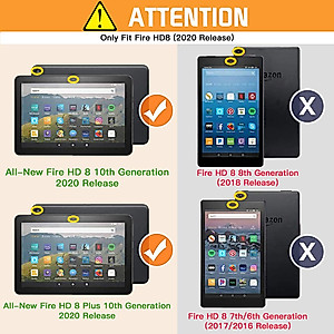 Retear Folio Case for Amazon Fire HD 8 & Fire HD 8 Plus Tablet (ONLY fit 10th Generation 2020 Release), Premium PU Leather Stand Protective Smart Cover with Auto Wake/Sleep, Mandala Flower