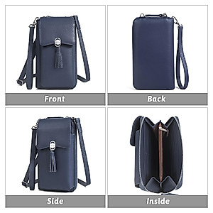 Pearl Angeli Genuine Leather Crossbody Cellphone Bag for Women RFID Blocking Small Phone Wallet Purse with Shoulder Strap