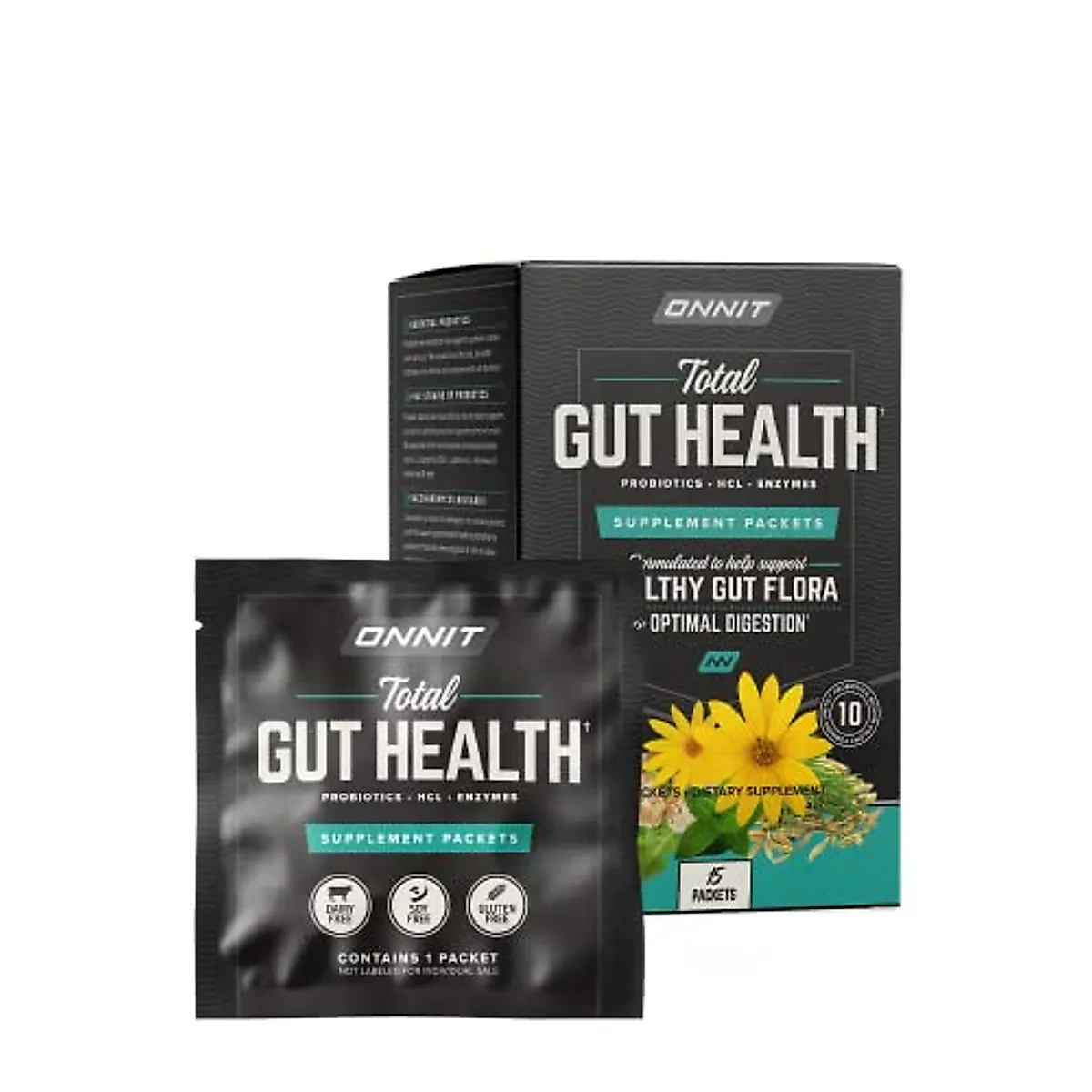 ONNIT Total Gut Health - Complete Probiotics & Digestive Enzyme Supplement for Women & Men | 5 Strains of Probiotics, Prebiotics, Enzymes, Betaine HCL