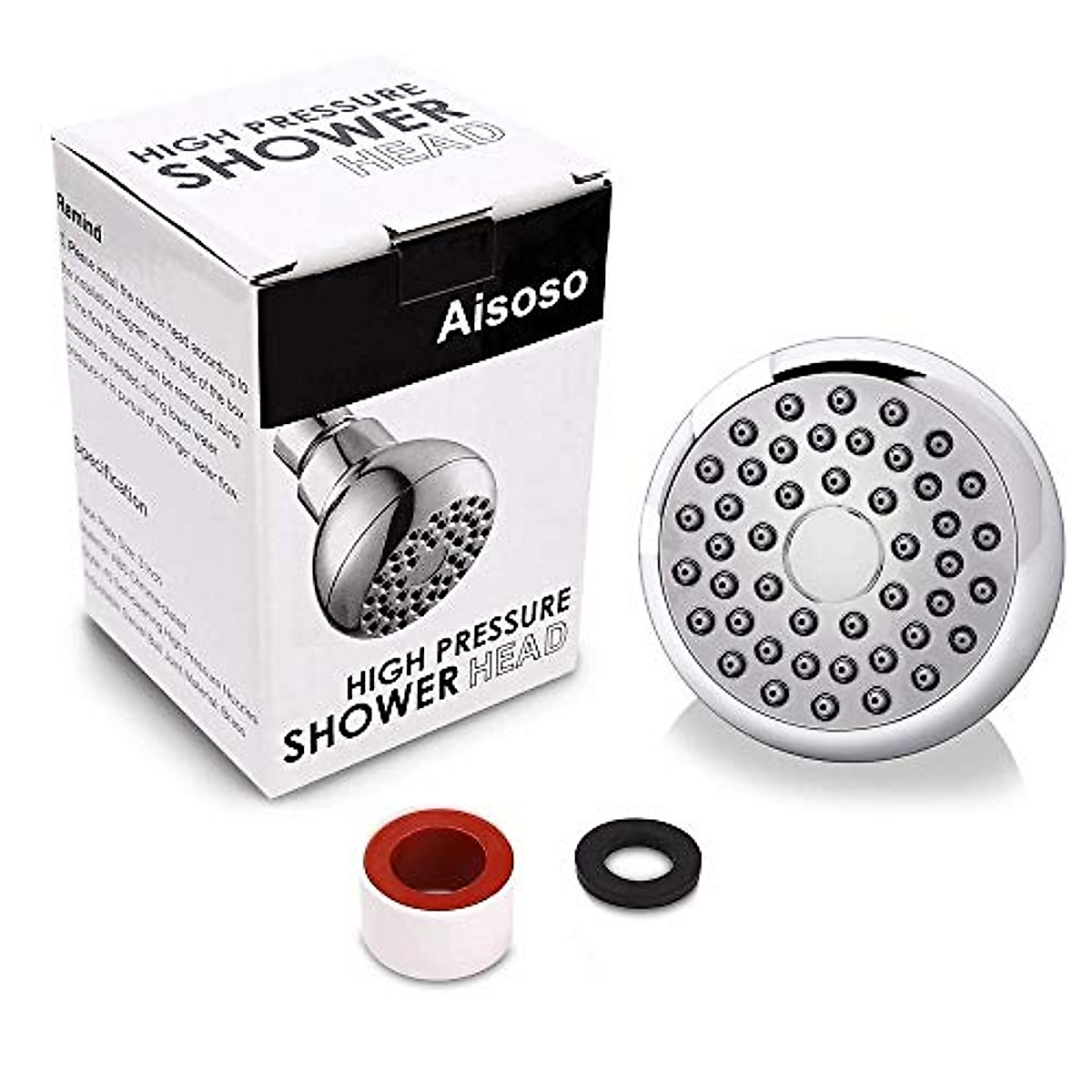 High Pressure Shower Head 3 Inches Anti-clog Anti-leak Fixed Showerhead Chrome with Adjustable Swivel Brass Ball Joint for Relaxing and Comfortable Shower Experience Aisoso