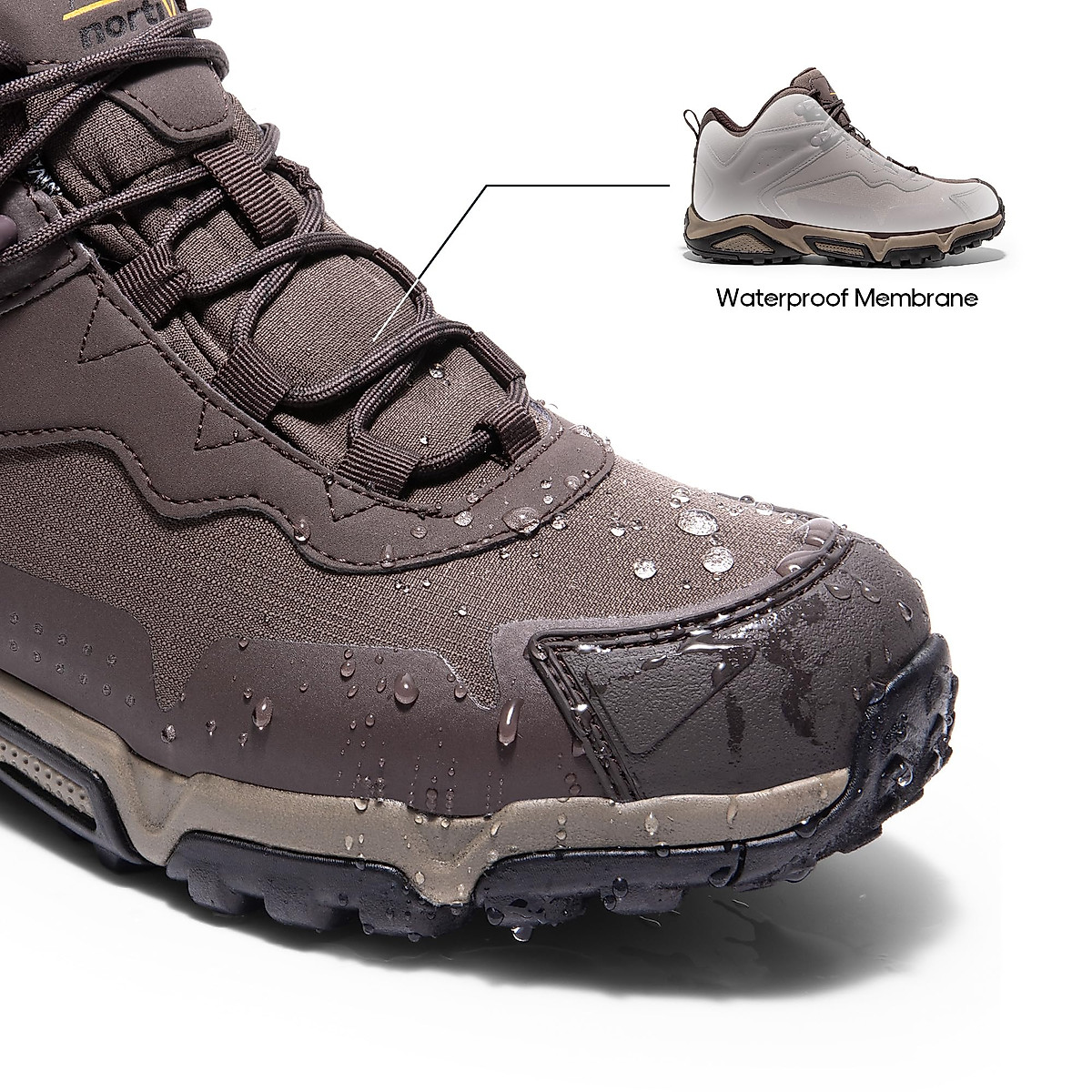 NORTIV 8 Men's Waterproof Hiking Boots Lightweight Mid Ankle Trekking Trails Outdoor Boots,Size 9,BROWN,JS19001M