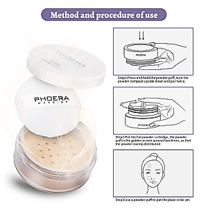 PHOERA Setting Powder Controls Oil,Setting Powder Makeup Light,Loose Powder Makeup Coverage,Loose Setting Powder Mini,0.17oz (Big02# Cool Beige)