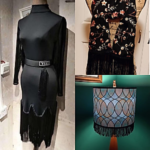 Nonmol Black Fringe Trim Tassel Sewing Trim 6Inch Width 10 Yards Long for Clothes Accessories Latin Wedding Dress DIY Lamp Shade Decoration (Black)