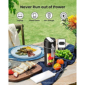 Elechelf Portable Blender for Shakes and Smoothies,Travel Blender USB Rechargeable,Cordless On the Go Blender,Personal Blender,Mini Blender,Small Blender ,Fast Fresh Juice Blender, Matte Black 12 oz 10 Blades