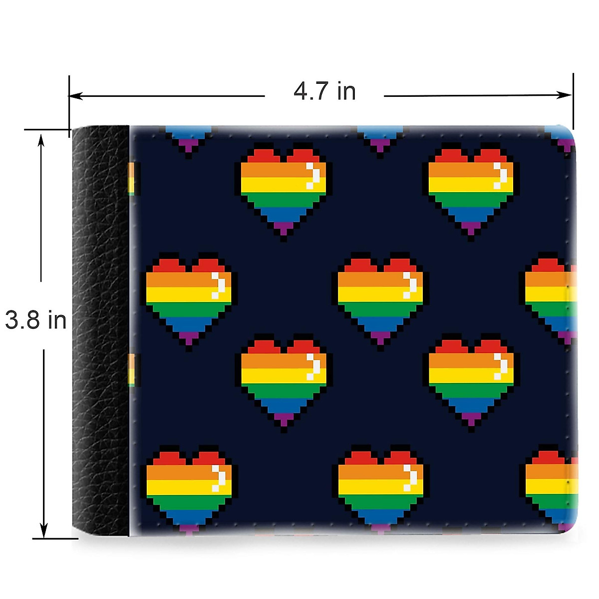 Unique Desige Pattern - LGBT Gay Pride Rainbow Pixel Hearts, Slim Front Pocket Wallet Billfold RFID Blocking
