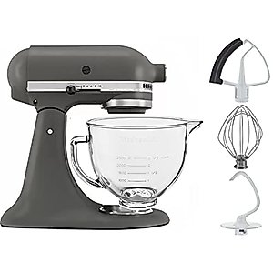 KitchenAid 5-Quart Tilt Head Grey Stand Mixer With Flex Edge Beater Glass Bowl Imperial Gray
