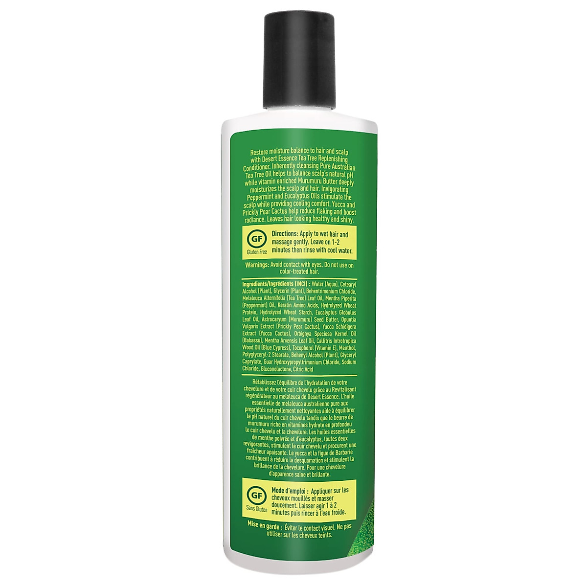 Desert Essence Tea Tree Replenishing Conditioner - 12.7 Fl Ounce - Peppermint & Yucca - Eucalyptus Oil - Vitamin E - Keratin - Murumuru Butter For Dull, Damaged Hair - Reduces Hair Breakage & Flaking