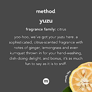 Method Gel Hand Wash, Yuzu, Biodegradable Formula, 11.5 fl oz (Pack of 6)