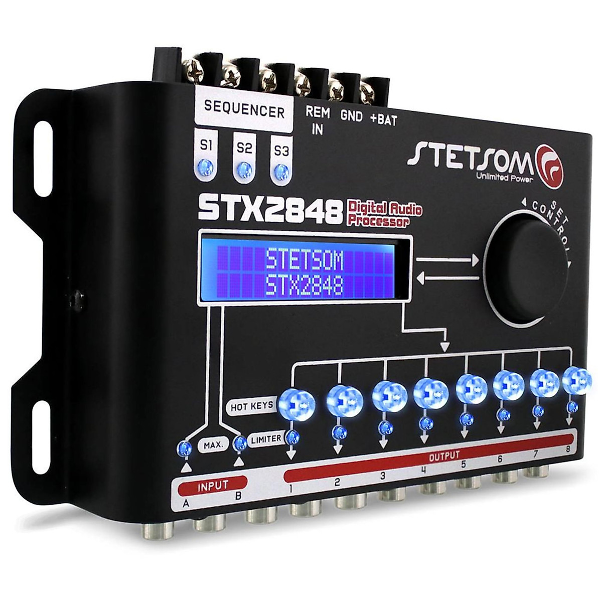 Stetsom STX 2848 DSP Crossover & Equalizer 8 Channel Full Digital Signal Processor (Sequencer) 2.8 Remote Relay