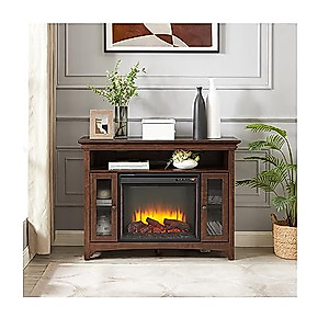 Fireplace TV Stand Electric Fireplace, 48" Media Entertainment Center with Farmhouse Storage Cabinet, TV Console Table for TVs up to 55"