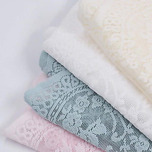 Molaxhome Kitchen Window Valance Lace Curtains, 102x16inch Floral Sheer Rod Pocket Curtain Valance for Dinning Bath Room(2pcs Blue 51x16)