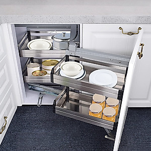 Gagalayong Blind Corner Cabinet Organizer, Corner Optimizer, Chrome Blind Corner Soft Close, Blind Corner Cabinet Pull Out Right for Coffee Cabinets and Kitchen Closets