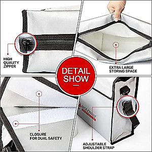 ROLOWAY Fireproof Document & Money Bags, Large Fireproof & Water Resistant Bag (15 x 12 x 5 inches), Fireproof Folder Safe Bag for Cash, Valuables & Passport, with Silicone Coating & Zipper Closure