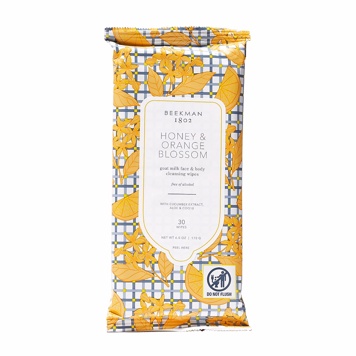 Beekman 1802 Face & Body Wipes, Honey & Orange Blossom - Scented - 30 Count - Cleanses - With Goat Milk, Aloe & Vitamin E - Alcohol Free, Biodegradable - Good for Sensitive Skin - Cruelty Free