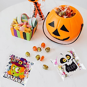 JOYIN 150 Pcs Halloween Cellophane Treat Bags, Halloween Clear Self Adhesive Cookie Bags Mini Candy Bags for Trick or Treat, Double Sided Halloween Bags for Kids Halloween Party Favor Supplies