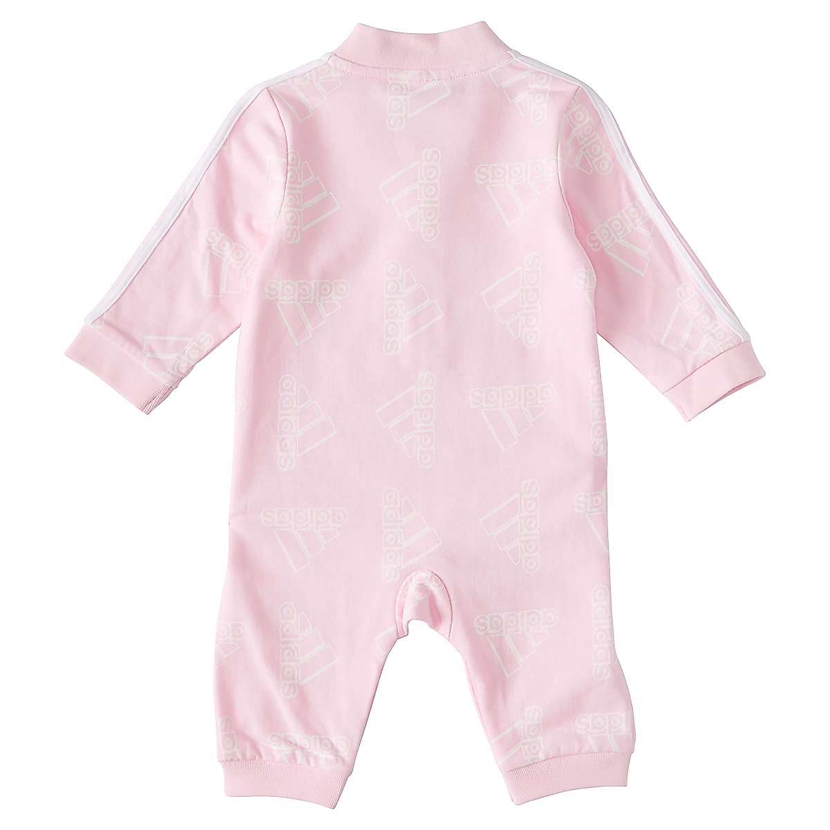 adidas baby girls Long Sleeve Zip Front Printed French Terry Coveralls and Toddler Sleepers, Clear Pink, 9 Months US
