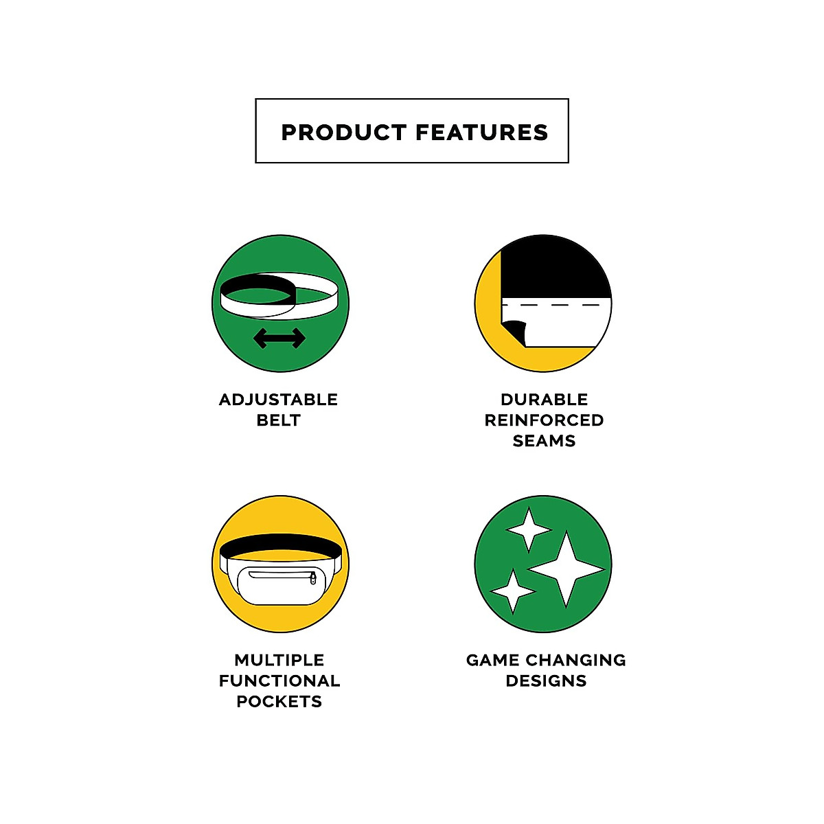 Tipsy Elves DARE Fanny Pack with Adjustable Belt and 3 Zippered Pockets - Neon Fanny Pack - Includes Discreet Hidden Zipper Pocket for Storing Valuables (Neon Green)