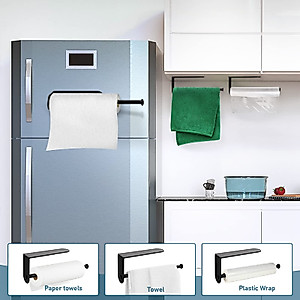 Magnetic Paper Towel Holder,Togbcee 12" Multifunctional Ktchen Towel Rolls Bar with Strong Magnet Backing-Stable Stick to Any Ferrous Surface-Fit Refrigerator,Grill etc. (Carbon Steel Black)