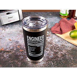 KLUBI Engineer Gifts - Large Travel Coffee Tumbler Mug 20oz - Funny Gift Idea for Mechanical, Electrical, Civil, Men, Women, Science, Nerd, Computer Programmer, Major, Grad