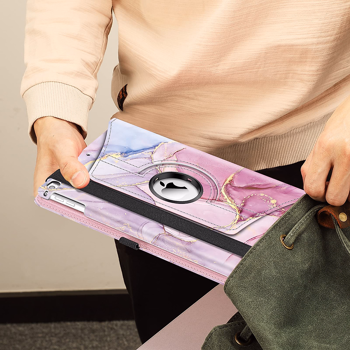 Fintie Rotating Case for iPad 6th / 5th Generation (2018 2017 Model, 9.7 inch), iPad Air 2 (9.7 Inch), iPad Air 1 (9.7 Inch) - 360 Degree Rotating Protective Stand Cover Auto Sleep, Glittering Marble