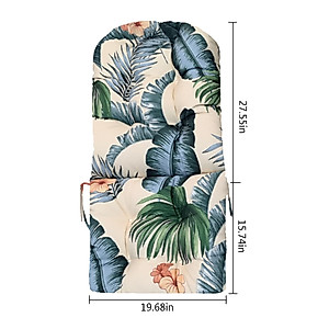 Srutirbo Rocking Chair Cushion, High Back Patio Cushions 44x19 inch, Waterproof Indoor/Outdoor Furniture Chair Cushions Pads with Straps, Seasonal All Weather Replacement (Leaf)