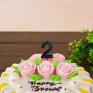 LUTER Black Glitter Happy Birthday Cake Candles Number Candles Number 3 Birthday Candle Cake Topper Decoration for Party Kids Adults (Number 3)