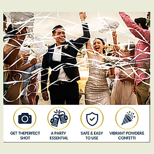 30 Pcs Romantic White No Mess Streamers, No Mess Confetti Poppers, Confetti Streamers No Mess, Party Poppers Streamers, Poppers Party Favors - Ideal for Wedding, Birthday, and Graduation Celebrations