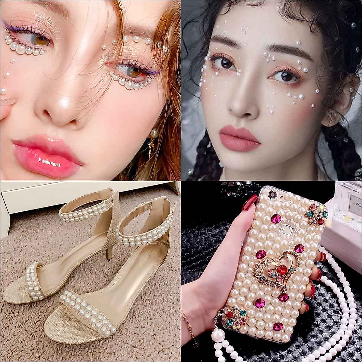 5600 Pieces Half Pearl Beads for Crafting Flatback Crafts Pearls for Nail Art Craft DIY Scrapbooking Jewelry Making Makeup Phone Shoes White Pearls Gems Half Round Flat Back Pearls (2/3/4/5/6/8/10mm)