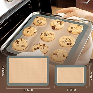 Silicone Baking Mat, 3 Pack Reusable Baking Mat, Non-Stick, Food Safe Silicone Mats for Baking, Oven Baking Sheet for Making Cookies, Macaroons, Bread