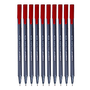 Staedtler Triplus Fineliner Pens, 0.3mm, Red, Pack of 10 (334-2)