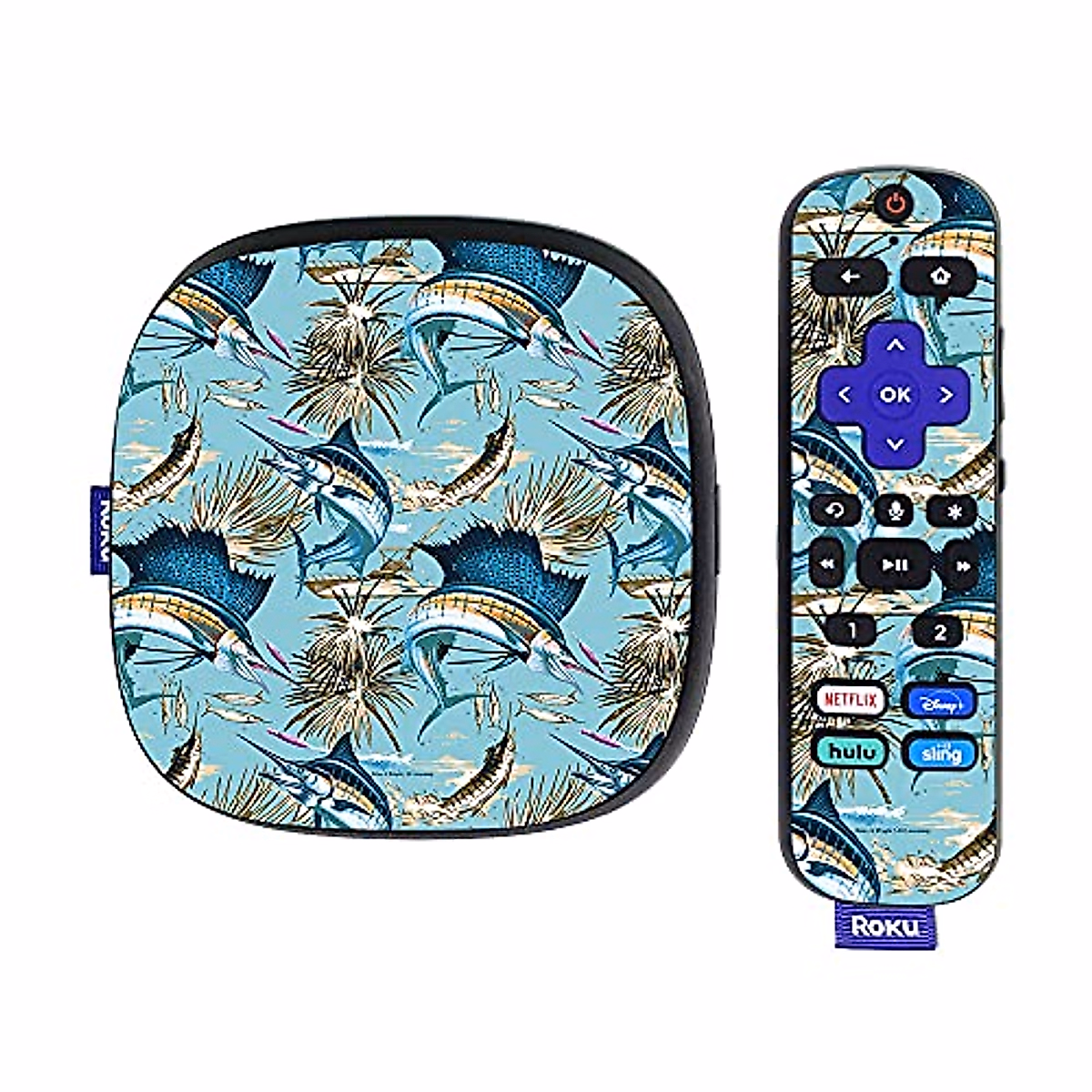 MightySkins Skin Compatible with Roku Ultra HDR 4K Streaming Media Player (2020) - Island Fish | Protective, Durable, and Unique Vinyl Decal wrap Cover | Easy to Apply | Made in The USA